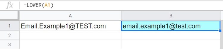 How to make text lowercase in Google Sheets with the LOWER function