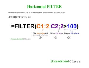 Horizontal FILTER Cheat Sheet | Spreadsheet Class