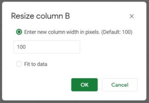Distribute columns evenly / make columns the same width in Google Sheets
