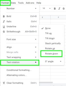 How to rotate text (make text vertical + more) in Google Sheets