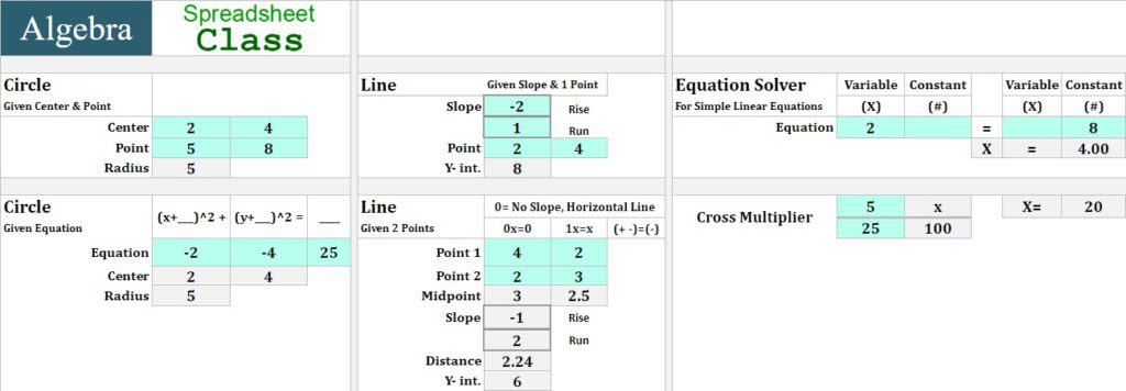 Math problem solver template for Google Sheets (Algebra, Fractions ...