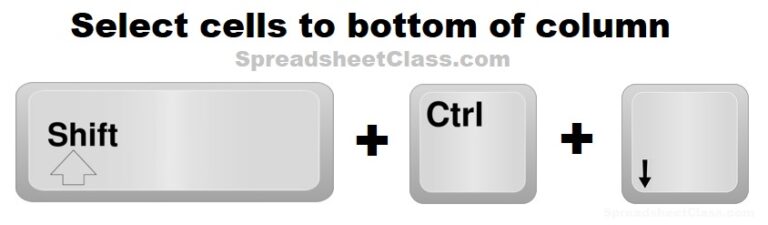 Keyboard shortcut for selecting cells to the bottom of the column in ...