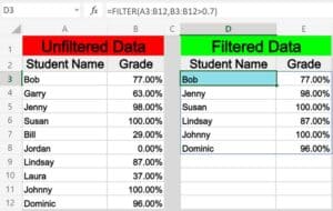 Using the FILTER function in Excel (Single or multiple conditions)