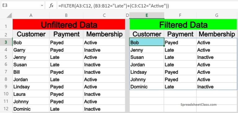 Using the FILTER function in Excel (Single or multiple conditions)