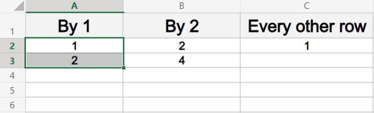How to automatically create a series of values in Excel