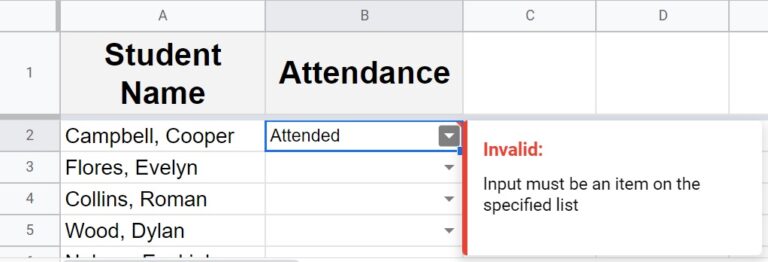 How to create a drop-down list in Google Sheets (Data validation)
