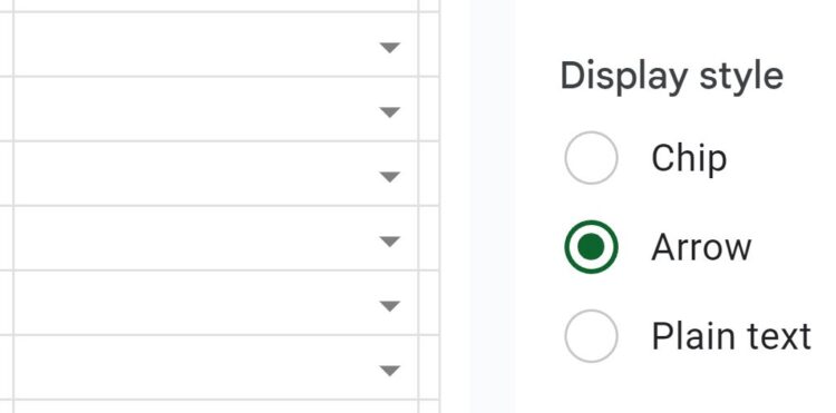 Arrow display style for data validation drop down in Google Sheets ...