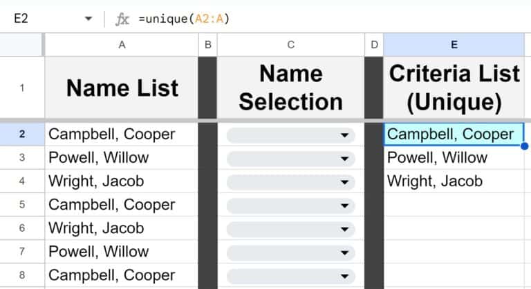 How to create a drop-down list in Google Sheets (Data validation)