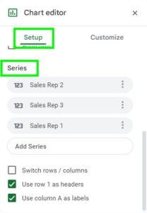 How to change the series order of a chart in Google Sheets