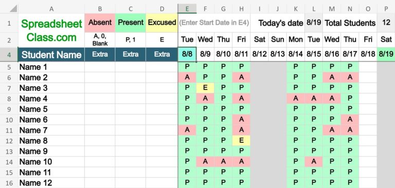 Attendance tracker templates for Microsoft Excel
