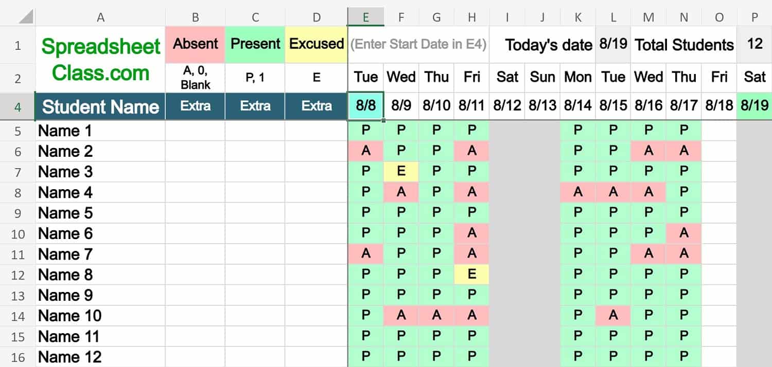 Attendance tracker templates for Microsoft Excel