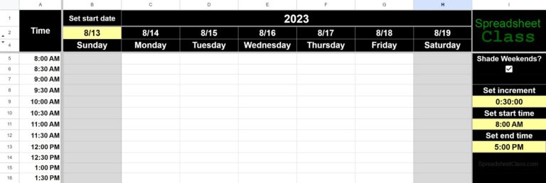 Daily, Weekly, & Monthly Schedule templates for Google Sheets