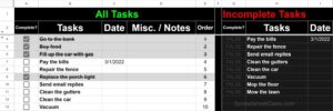 Checklist / To-do list templates for Google Sheets