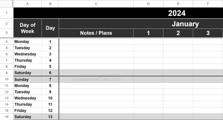 Daily, Weekly, & Monthly Schedule templates for Google Sheets