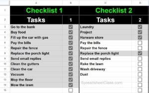 Checklist / To-do list templates for Google Sheets