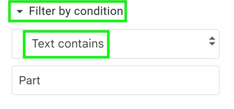 Basic example filter text contains in Google Sheets filter menu filter ...