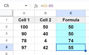 How to subtract in Google Sheets (Subtract numbers, cells, columns, & rows)
