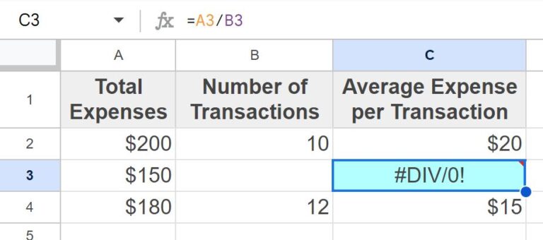 Fixing or removing the #DIV/0! error (divide by zero) in Google Sheets