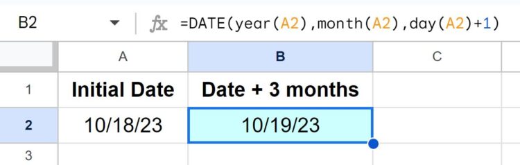 Add or subtract days, months, or years to/from a date in Google Sheets