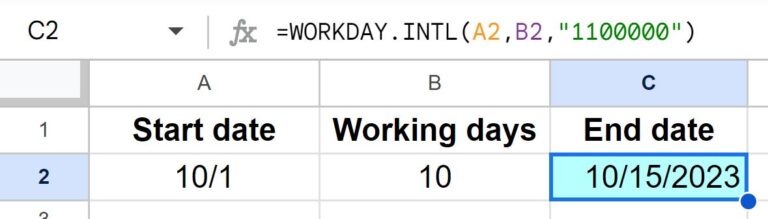 Get dates without weekends with WORKDAY & WEEKDAY in Google Sheets