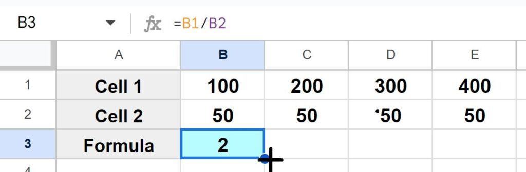 How to divide in Google Sheets (Divide numbers, cells, columns, & rows)