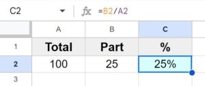 How to calculate percentage in Google Sheets