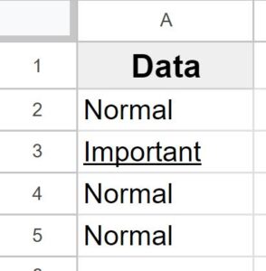 After underlining text in Google Sheets | Spreadsheet Class