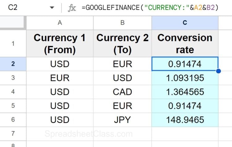 How to convert currency in Google Sheets (Detailed examples)