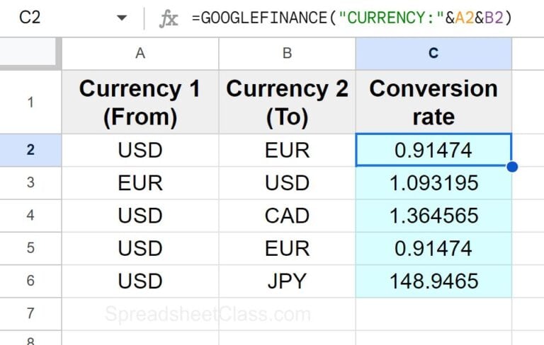 How to convert currency in Google Sheets (Detailed examples)