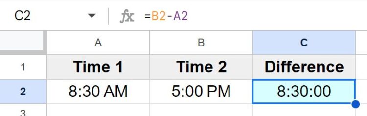How to calculate the duration between two times in Google Sheets ...